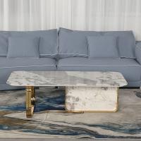 China Stainless Steel Rectangle Coffee Table 1500x700x420mm Brushed Gold Marble Top for sale