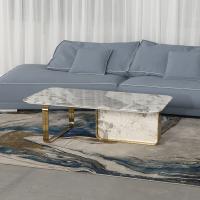 China Stainless Steel Rectangle Coffee Table 1500x700x420mm Brushed Gold Marble Top for sale