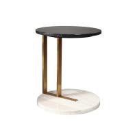 China Brushed Gold Stainless Steel Side Table with Natural Marble Top Dia 500mm for sale