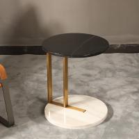 China Brushed Gold Stainless Steel Side Table with Natural Marble Top Dia 500mm for sale