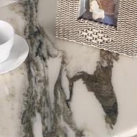 China Brushed Gold Stainless Steel Side Table with Natural Marble Top Dia 500mm for sale