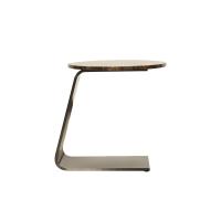 China Brushed Matte Black Coffee Table Marble Top Stainless Steel Base Dia 400mm for sale