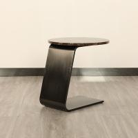 China Brushed Matte Black Coffee Table Marble Top Stainless Steel Base Dia 400mm for sale