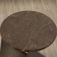 China Brushed Matte Black Coffee Table Marble Top Stainless Steel Base Dia 400mm for sale