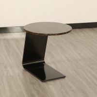 China Brushed Matte Black Coffee Table Marble Top Stainless Steel Base Dia 400mm for sale