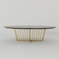 China Stainless Steel Oval Coffee Table 1200x750x420mm Bright Gold Mirror Finish Natural Marble Top for sale