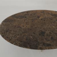 China Stainless Steel Oval Coffee Table 1200x750x420mm Bright Gold Mirror Finish Natural Marble Top for sale