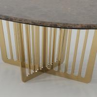 China Stainless Steel Oval Coffee Table 1200x750x420mm Bright Gold Mirror Finish Natural Marble Top for sale