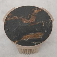 China Round Central Coffee Table Stainless Steel Marble Top 1000mm Diameter Matte Gold Finish for sale