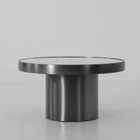 China Round White Marble Side Table with Stainless Steel Base Matt Black 800x380mm for sale