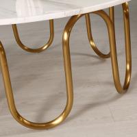 China Gold Stainless Steel Coffee Table with White Marble Top 1000mm Diameter for sale