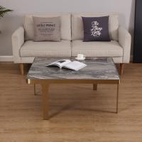 China Square Stainless Steel Coffee Table 1000mm Satin Finish Marble Top Brushed Gold for sale