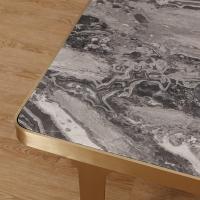 China Square Stainless Steel Coffee Table 1000mm Satin Finish Marble Top Brushed Gold for sale