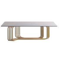 China Gold Stainless Steel Glass Top Coffee Table 1360x800x400mm Tempered Glass Tea Table for sale
