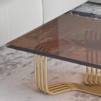 China Gold Stainless Steel Glass Top Coffee Table 1360x800x400mm Tempered Glass Tea Table for sale