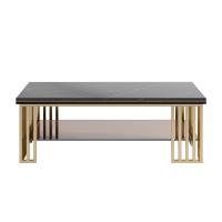 China Rectangular Marble Coffee Table 1300x700x450mm Stainless Steel Gold Mirror Finish for sale