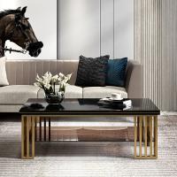 China Rectangular Marble Coffee Table 1300x700x450mm Stainless Steel Gold Mirror Finish for sale