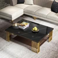 China Rectangular Marble Coffee Table 1300x700x450mm Stainless Steel Gold Mirror Finish for sale