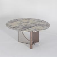 China Natural Marble Top Counter Height Table Mirrored Circle Marble Dining Table for sale