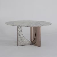 China Natural Marble Top Counter Height Table Mirrored Circle Marble Dining Table for sale
