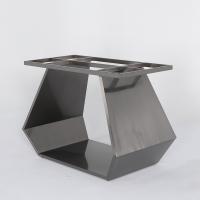 China Black Finish Marble Pedestal Dining Table Rooms Rectangular Steel Table for sale