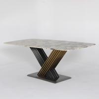 China Stainless Marble Rectangle Dining Table Restaurant Furniture Dining Room Use for sale