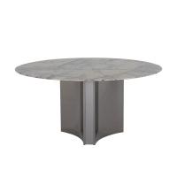 China Round Marble Dining Table 1500mm Stainless Steel Legs Matte Silver Restaurant for sale