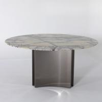 China Round Marble Dining Table 1500mm Stainless Steel Legs Matte Silver Restaurant for sale