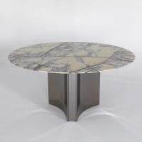 China Round Marble Dining Table 1500mm Stainless Steel Legs Matte Silver Restaurant for sale