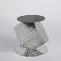 China Custom Round Marble Dining Table 1300mm Shiny Silver Wave Stainless Steel Base for sale