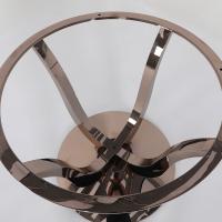 China Round Marble Top Dining Table 1300mm Shiny Rose Gold Stainless Steel Base for sale