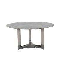 China Round Marble Dining Table 1500mm Stainless Steel Base Shiny Black Custom for sale