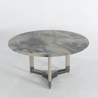 China Round Marble Dining Table 1500mm Stainless Steel Base Shiny Black Custom for sale
