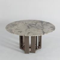 China Gold Marble Top Dining Room Table Mirrored Marble Dining Table 8 Seater for sale