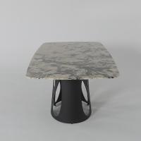 China Iron Base Rectangle Dining Table 1800x900x750mm Black Coated Marble Top for sale