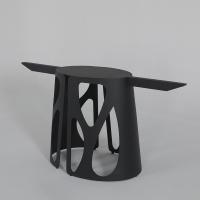 China Iron Base Rectangle Dining Table 1800x900x750mm Black Coated Marble Top for sale
