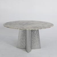 China Stainless Steel Marble Dining Table 6 Seater Marble Look Dining Table for sale
