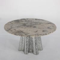 China Customized Marble Round Dining Table For 6 Marble Top Metal Legs for sale