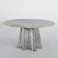 China Customized Marble Round Dining Table For 6 Marble Top Metal Legs for sale