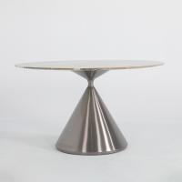 China Matte Brown Gold Marble Dining Table 1500mm Stainless Steel Base Restaurant for sale