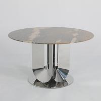 China Round Marble Dining Table 1500mm Stainless Steel Gold Legs Modern Restaurant for sale
