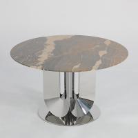 China Round Marble Dining Table 1500mm Stainless Steel Gold Legs Modern Restaurant for sale