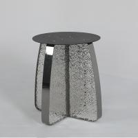 China Matte Grey Marble And Metal Dining Table Satin Finish Customized for sale