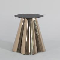 China Round Marble Metal Dining Table Stainless Marble Table Gold Legs for sale