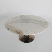China Stainless Marble Stone Dining Table Rose Gold Marble Top Dining Set for sale