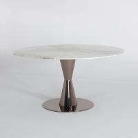 China Stainless Marble Stone Dining Table Rose Gold Marble Top Dining Set for sale