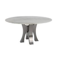 China Round Luxury Marble Dining Table Stainless Steel Solid Marble Top 1500mm Dia for sale