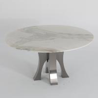 China Round Luxury Marble Dining Table Stainless Steel Solid Marble Top 1500mm Dia for sale