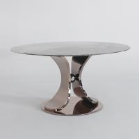 China Rose Gold Stainless Steel Dining Table 1500mm Marble Top Metal Legs Round for sale