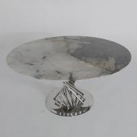 China Mirrored 48 Round Marble Dining Table For Restaurant And Dining Room for sale